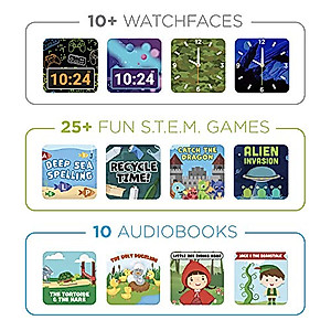 PlayZoom 2 Kids Smartwatch & Headphones - Video Camera Selfies STEM Learning Educational Fun Games, MP3 Music Player Audio Books Touch Screen Sports Digital Watch Gift for Kids Toddlers Boys Girls