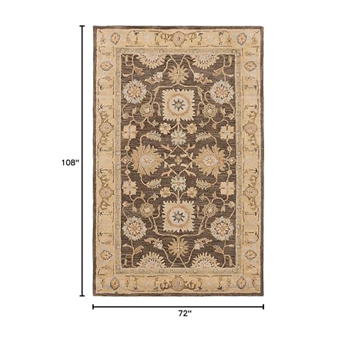 SAFAVIEH Anatolia Collection Area Rug - 6' x 9', Brown & Taupe, Handmade Traditional Oriental Wool, Ideal for High Traffic Areas in Living Room, Bedroom (AN556C)