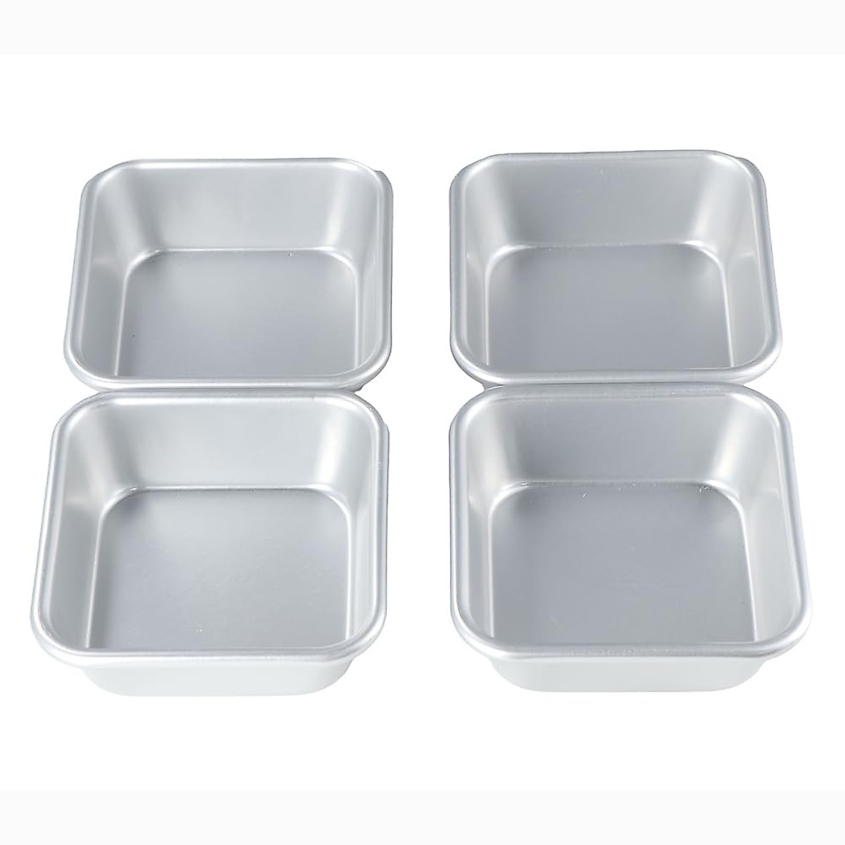 4Pcs 4 Inch Square Baking Cake Pan,Aluminum Alloy Nonstick Cake Mould One-piece Construction Baking Mould Bakeware Pan for Bread Sponge Cake