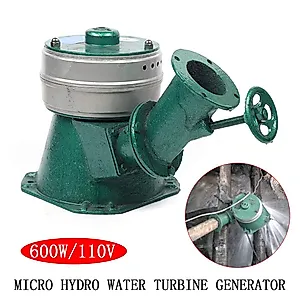 600W 110V Water Turbine Generator, Micro Hydroelectric Power Generator Hydro Water Turbine Generator Single Phase US, Hydro Generator Power 500-1500R/Min for Household Lighting, TV, Electric Furnace