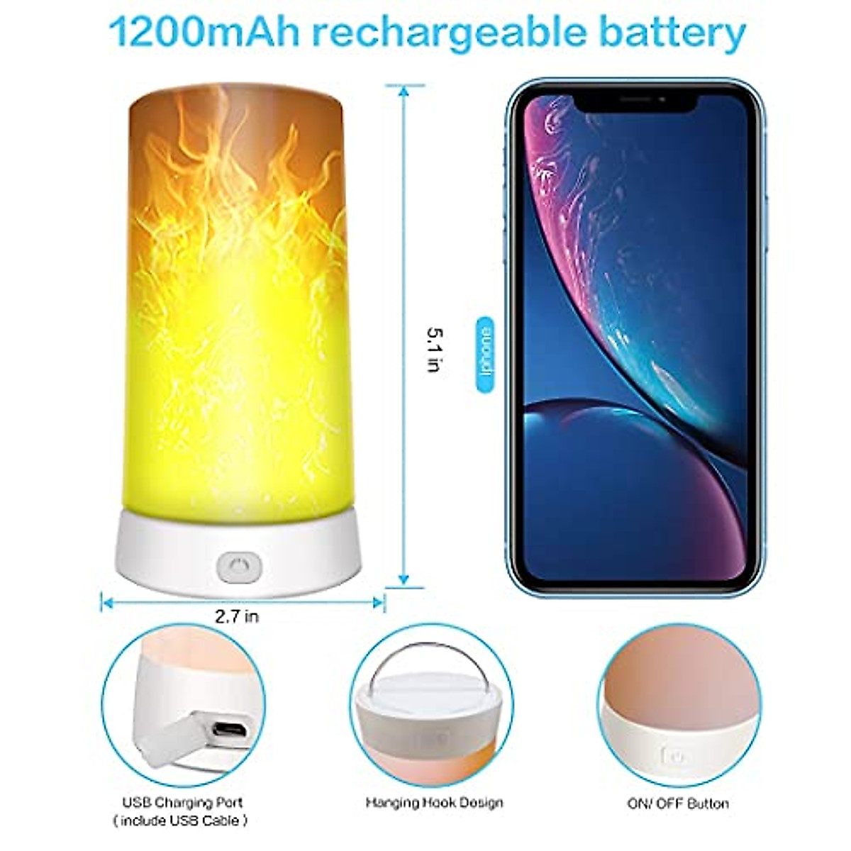 Led Flame Light, Flicking Flame Candles Fire Lanterns Outdoor Hanging Lamps with Remote and 4 Flame Modes for Home Party Garden Christmas Decoration