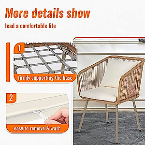 3 Piece Patio Bistro Set,Outdoor Conversation Sets, Small Patio Furniture Set w/ Glass Top Table and 2 Chairs,Outdoor Table and Chairs Set of 2,Wicker Patio Chairs for Yard Lawn Garden Porch Backyard