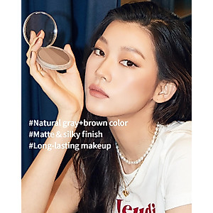 HOLIKA HOLIKA Tone Tuning Shading Contour Palette with Double Ended Contour Brush 01 Cool Grown – Contouring Pressed Powder Korean Cosmetics with Optimal Ratio 3 Colors for Flawless, Long-Lasting Makeup