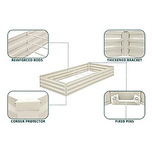 BUTUNITA Beige Raised Garden Bed Outdoor Metal for Gardening Vegetables Flower Garden Planter Box Large Raised Bed,8x4x1ft Beige