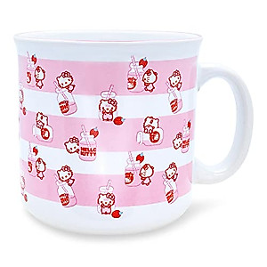 Silver Buffalo Sanrio Hello Kitty Strawberry Milk Ceramic Camper Mug | Holds 20 Ounces