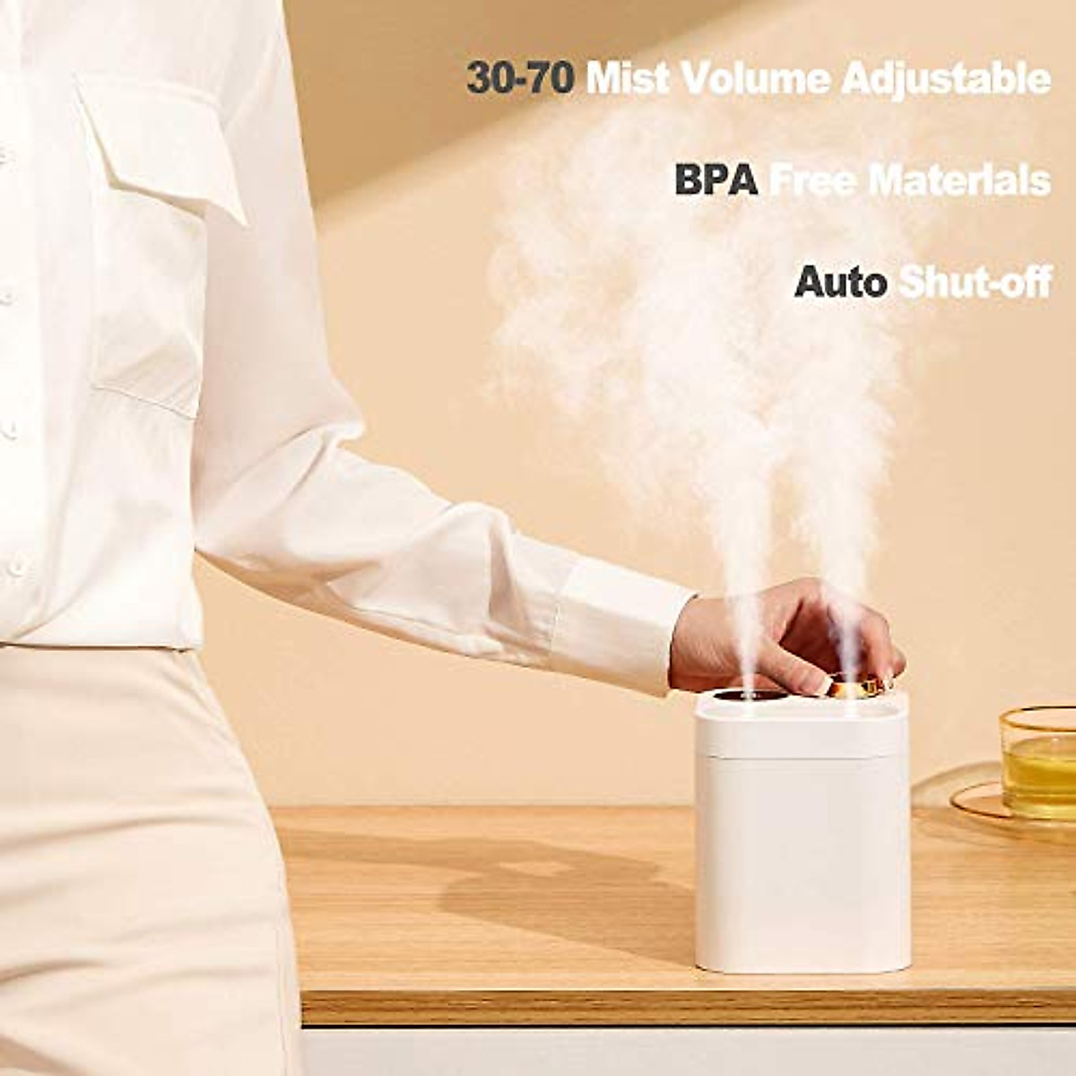 Fanximan Mini Battery Powered Cordless Humidifier - Portable Wireless Plant Humidifier,USB Rechargeable Small Humidifier for baby,Bedroom,Travel,Office