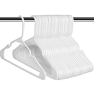 Utopia Home Value Pack of Black Velvet and White Plastic Hangers- Ultra Thin Strong Hangers with Notches- No More Slippage- Space Saving - Pack of 100