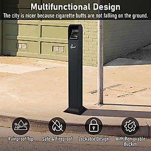 AIWFL Trash Receptacle Outdoor, Commercial Trash Can with Removable Inner Bucket, Easy to Clean, All-Metal Construction, Garbage Trash Bin for Porch/Guest Areas/Office/Balcony