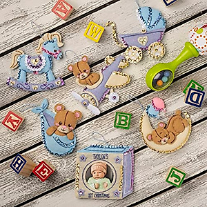 Bucilla Felt Applique 6 Piece Ornament Making Kit, Baby's First Christmas, Perfect for DIY Arts and Crafts, 89567E