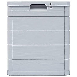 Tidyard Garden Storage Deck Box Plastic 23.8 Gal Lockable Garden Container Cabinet Toolbox for Patio, Lawn, Poolside, Backyard Outdoor Furniture Light Gray 16.7 x 17.3 x 19.7 Inches (W x D x H)