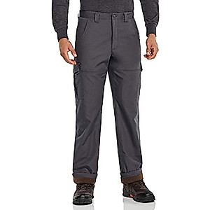 CQR Men's Winter Tactical Cargo Pants, Thermal Fleece Lined Outdoor Snow Ski Hiking Work, Fleece Cargo Charcoal, 38W x 30L