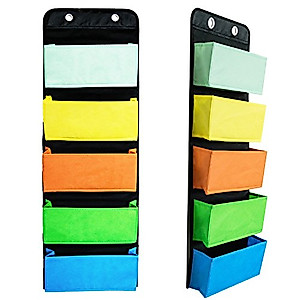 Youngever Wall Organizer Wall Hanging Organizer, 5 Assorted Color Pockets