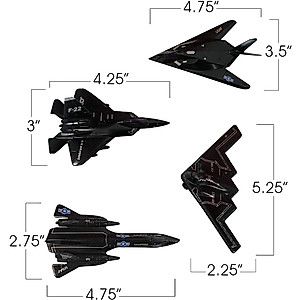 Zugar Land Die-Cast Pullback Stealth Bomber Models (4.25"-5.25") SR-71 Blackbird, F-22 Raptor, F-117 Nighthawk, B2 Bomber (F-22 Raptor)