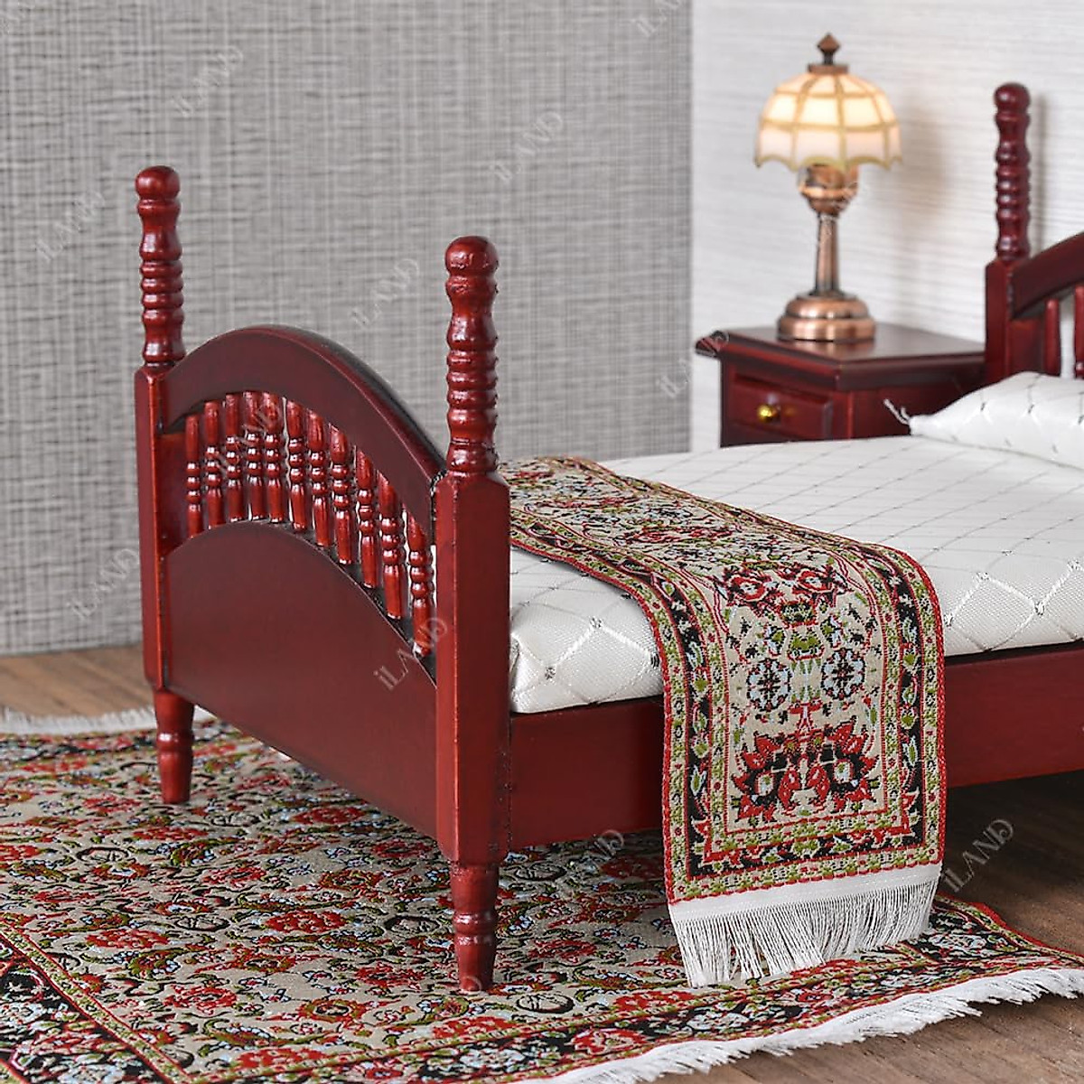 iLAND Miniature Dollhouse Accessories of Woven Dollhouse Rug 9.4” x 5.7” 9.2" x 1.8" for Dollhouse Furniture on 1/12 Scale and Dolls 3” - 12” (2pcs Spring)