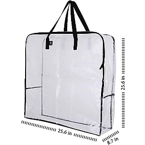 Extra Large Clear Storage Bag with Zippers for Clothing Recycling Bags Moisture Protection Bag Bedroom Closet Heavy-Duty Storage Tote 3 Pcs