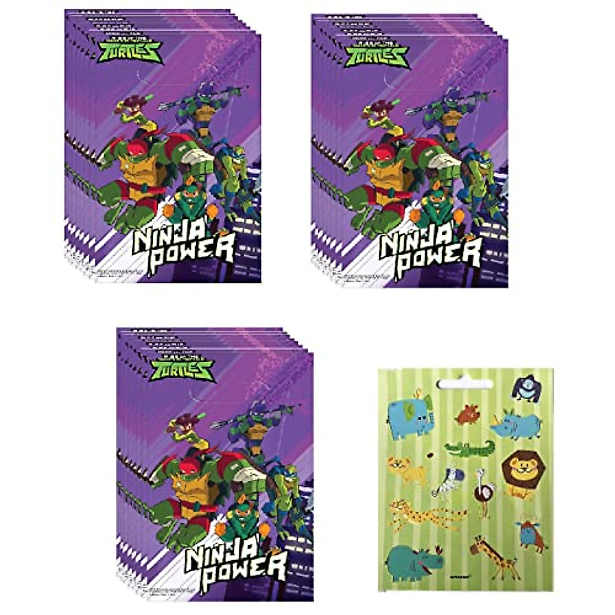 amscan TMNT Ninja Turtles Birthday Party Supplies Favor Bundle Pack includes 24 Party Favor Loot Bags