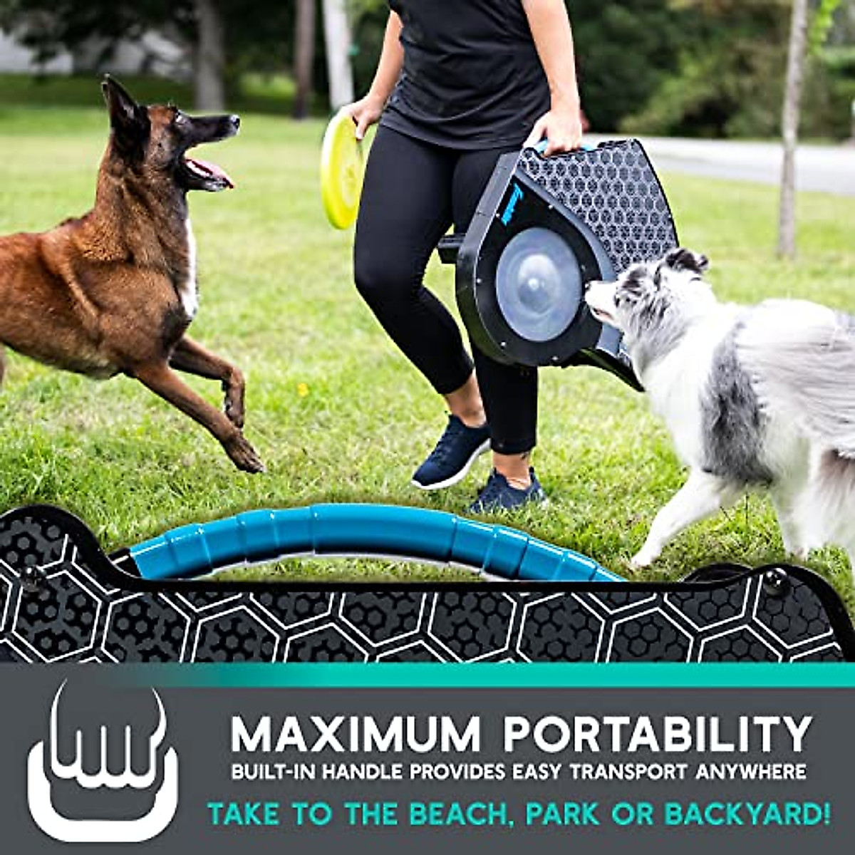 Franklin Pet Supply Co. Automatic Disc Launcher for Dogs - Ready Set Fetch Automatic Disc Tosser Dog Toy for Fetch - Portable Thrower Toy - Battery Powered