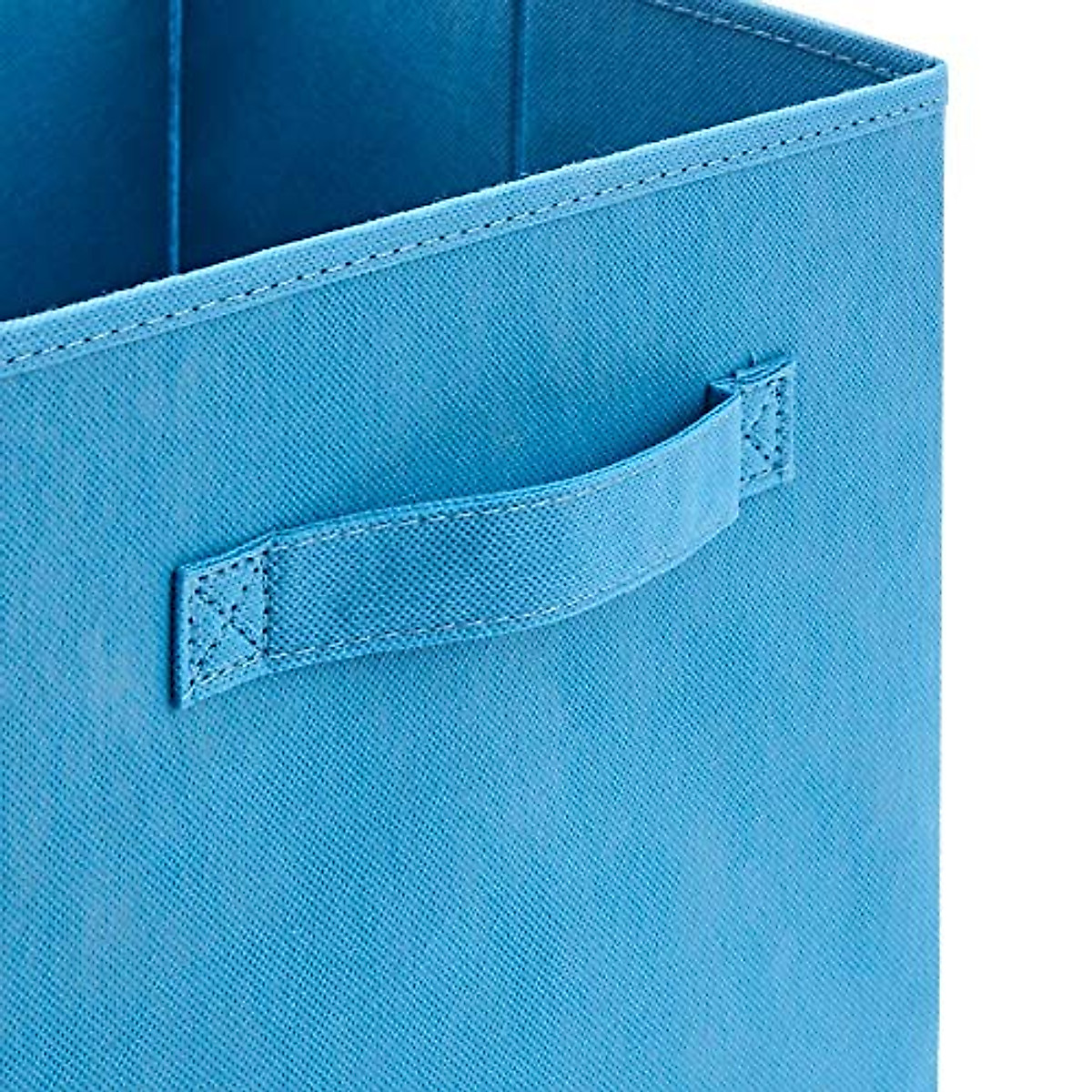 EZOWare Set of 12 Foldable Basket Bin Collapsible Storage Cube For Nursery, Kids Toys Organizer, Shelf Cabinet - (White + Niagara Blue)