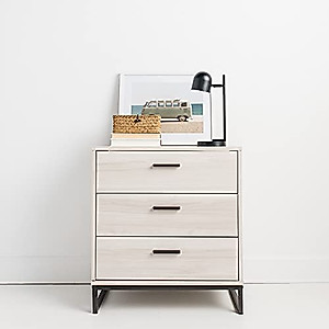 Signature Design by Ashley Socalle Modern Industrial 3 Drawer Chest of Drawers, Natural Beige