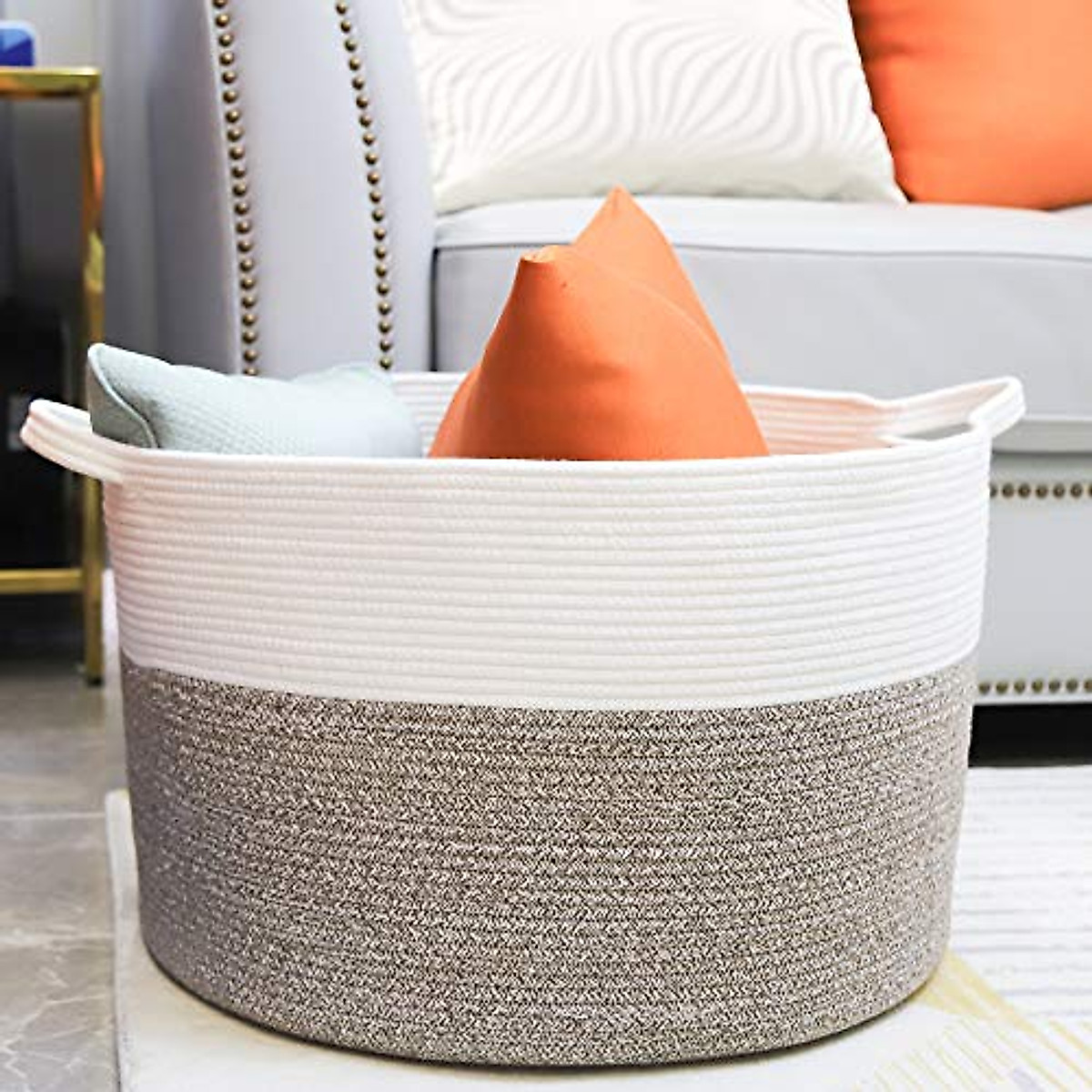 Storage Nest Extra Large Cotton Laundry Basket Gift 21.7"x21.7"x13.8" Suitable for Loading Blankets, Toys, Clothes and Other Sundries You Need.?