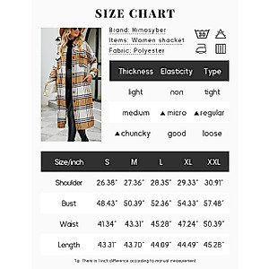 Himosyber Women's Casual Plaid Lapel Woolen Button Up Pocketed Long Shacket Coat (Red-S)