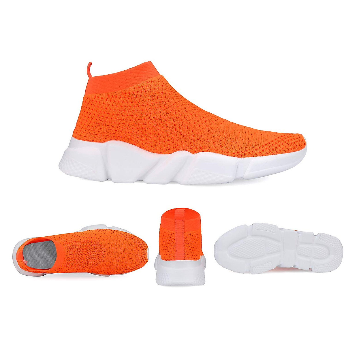 VAMJAM Men's Socks Sneakers Slip On Lightweight Breathable Comfortable Fashion Walking Shoes Orange Size 10.5