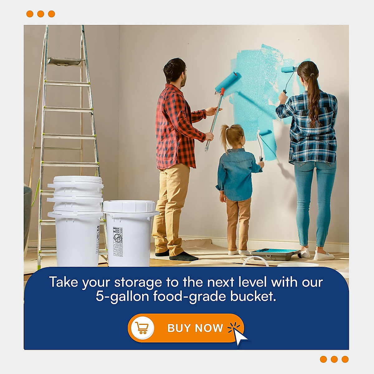 5 Gallon White BPA Free Durable Food Grade Bucket With Screw Lid | All Purpose Specialty Storage Plastic Pail Safety | Air-tight Design with Child Resistant Button - 2 PACK