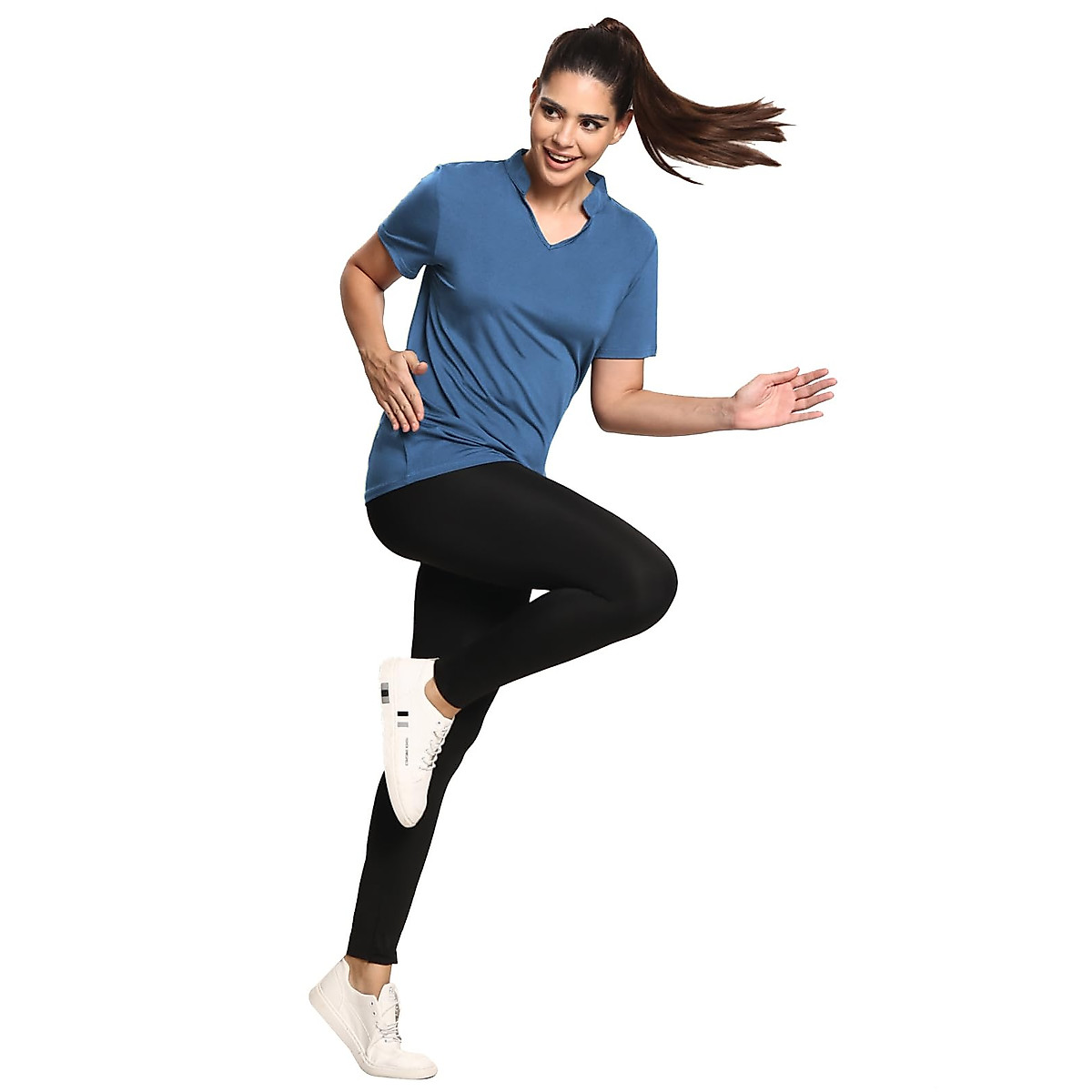 MISS FORTUNE Women's Polo Shirts, Golf V-Neck Workout Tops, Moisture Wicking Ladies Golf Shirt Loose Fit for Tennis Yoga