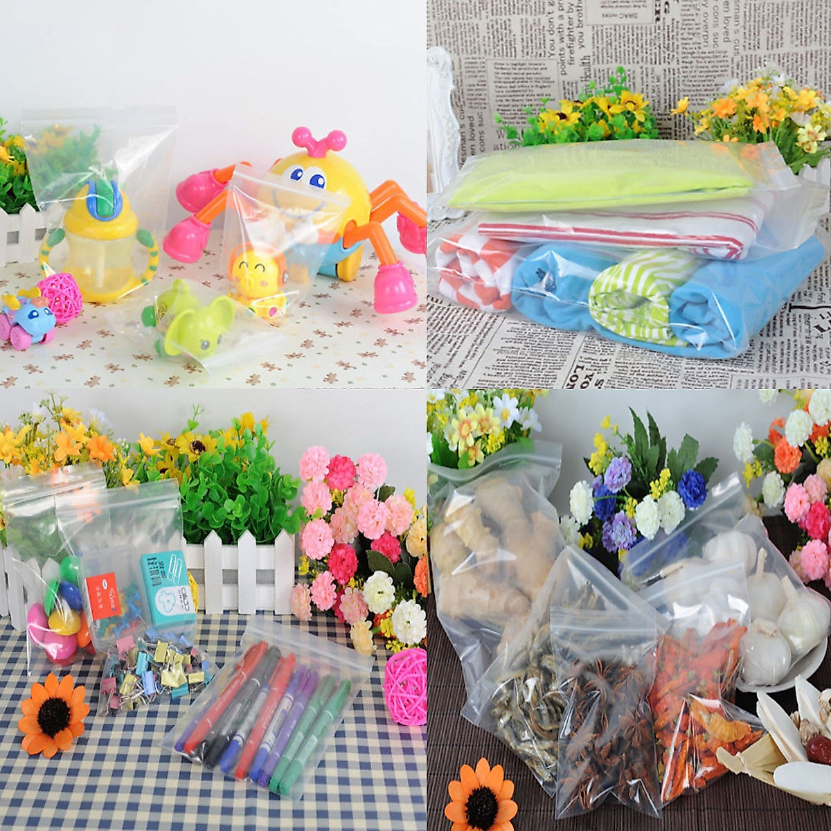 Clear Zipper Poly Bags 4x6'' 100ct Zip Reclosable Lock Baggies 2mil Zip Plastic Bags for Prints Cards Beads Arts Crafts Cookies Soap Jewelry Candies 2 Sizes to Choose from