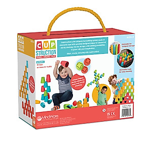 MindWare CupStruction – Interlocking Building & Stacking Toy for Kids Ages 3 & Up – Boosts Fine Motor Skills and Hand-Eye Coordination