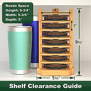 YAJR Tumbler Lid Organizer for Kitchen Cabinet, Freestanding Tumbler Lid Holder for Countertop, Bamboo Tumbler Lid Storage Rack, Tumbler Lid Organization for Cupboard Coffee Cup Lid Storage