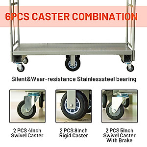 DIYTuning Narrow Aisle U-Boat Platform Truck with Thick Steel Deck Detachable Handles Dolly Push Cart Utility Cart Hand Trucks 2000lbs Capacity