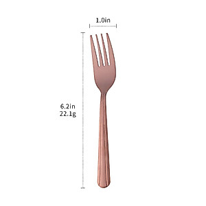 TUPMFG Salad Forks Set of 12, 6.2 Inch Stainless Steel Dessert Forks, Silverware Flatware Forks, Appetizer Forks with Clean Lines Handle for Tastings Cake Fruit, Dishwasher Safe- Rose Gold