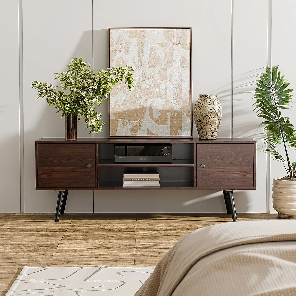 Cozy Castle Mid Century Modern TV Stand for 55 60 inch TV Entertainment Center with Storage Media TV Console Table for Living Room Bedroom and Office