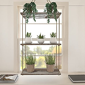 J JACKCUBE DESIGN Rustic Wood Hanging Shelves Set of 3 Farmhouse Bohemian Room Décor Floating Rope Display Shelf Plant Holder for Living Room Bedroom Kitchen Rope Shelves -MK555AAA