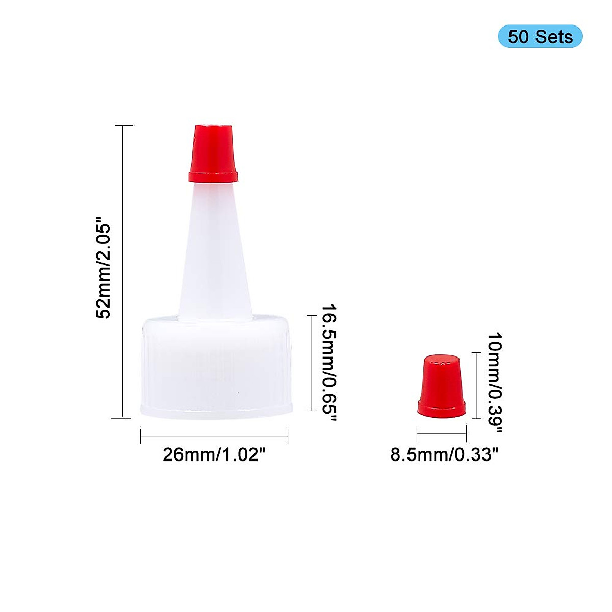 PH PandaHall 50 Pack 24/410 Squeeze Bottle Caps Red-Tip Caps Yorker Dispensing Cap with Red Seal Replacement Caps Twist Top Caps for Fragrance Oil Bottles Glue Bottles, Neck Diameter: 26mm