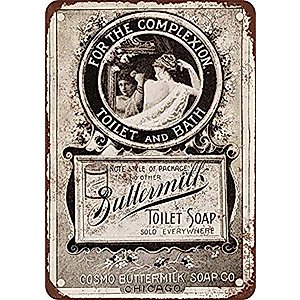 Houseuse 1895 Buttermilk Toilet Soap Vintage Look Reproduction Metal Tin Sign 8X12 Inches