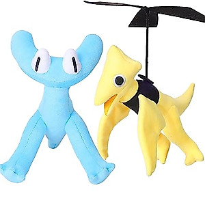 HaiZhiTong Rainbow Friends Plush Toy, Cyan Plush Toy, Yellow Plush Toy, Yellow Cyan Rainbow Friends Chapter 2 Plush Toy (Yellow + Blue)