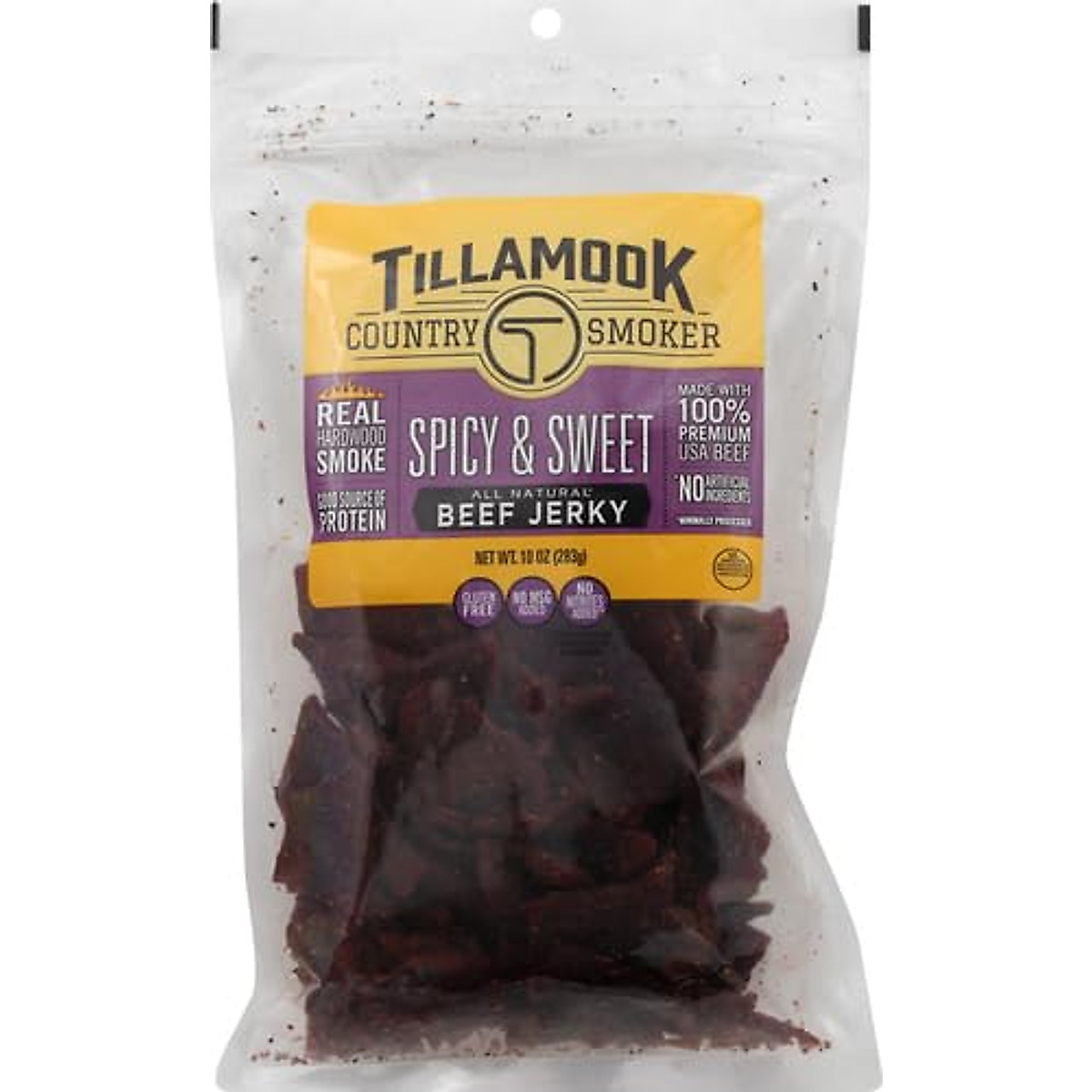 Tillamook Country Smoker Real Hardwood Smoked Beef Jerky, Spicy & Sweet, 10 Ounce
