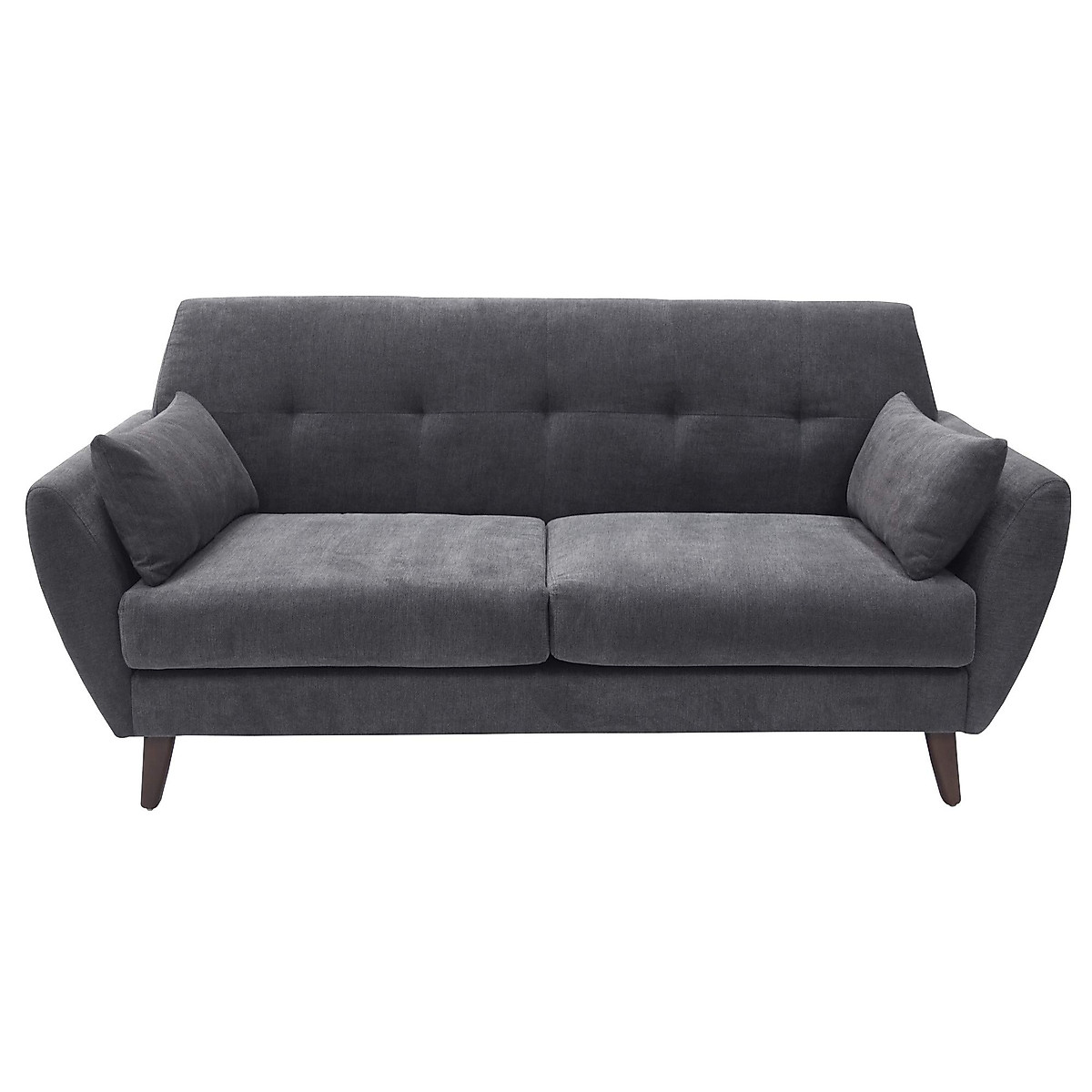 Serta Artesia Collection Midcentury Modern Sofa with Tapered Legs, Easy to Clean, Microfiber Couch Fabric, Durable Hardwood Construction, 61" Loveseat, Dark Gray