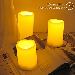 3PCS 4" 5" 6" Waterproof LED Flameless Timer Candles, 1000 Hours Long Battery Life/Flickering Battery Operated Electric Outdoor LED Large Pillar Candle for Outside Lantern Festival Decor etc.