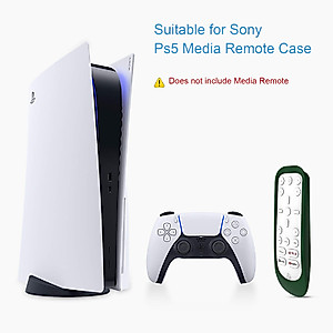 AKNES Silicone Cover for Playstation 5 Media Remote, Protective Skin Sleeve Case for PS5 Remote Control, with Hand Strap, Shockproof, Anti-Slip, Skin-Friendly,Bumper Back Cover - Green