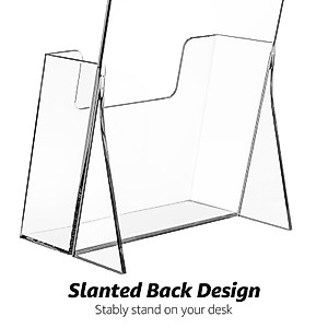 MaxGear Acrylic Brochure Holder 4 inch, Plastic Brochure Holders Clear Countertop Acrylic Literature Holder Flyer Trifold Holder Plastic Display Stand For Pamphlet, Booklet, Magazine, Menu, 2 Pack