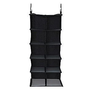 Household Essentials 10 Pocket Closet Hooks Hanging Shoe Organizer, Black