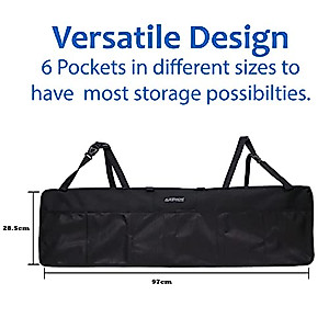 IT-08 Trunk Organizer Backseat Large Anti-slip Storage Hanging Utility Tool Space Saver Bag for Cars, SUVs & Trucks (Black)