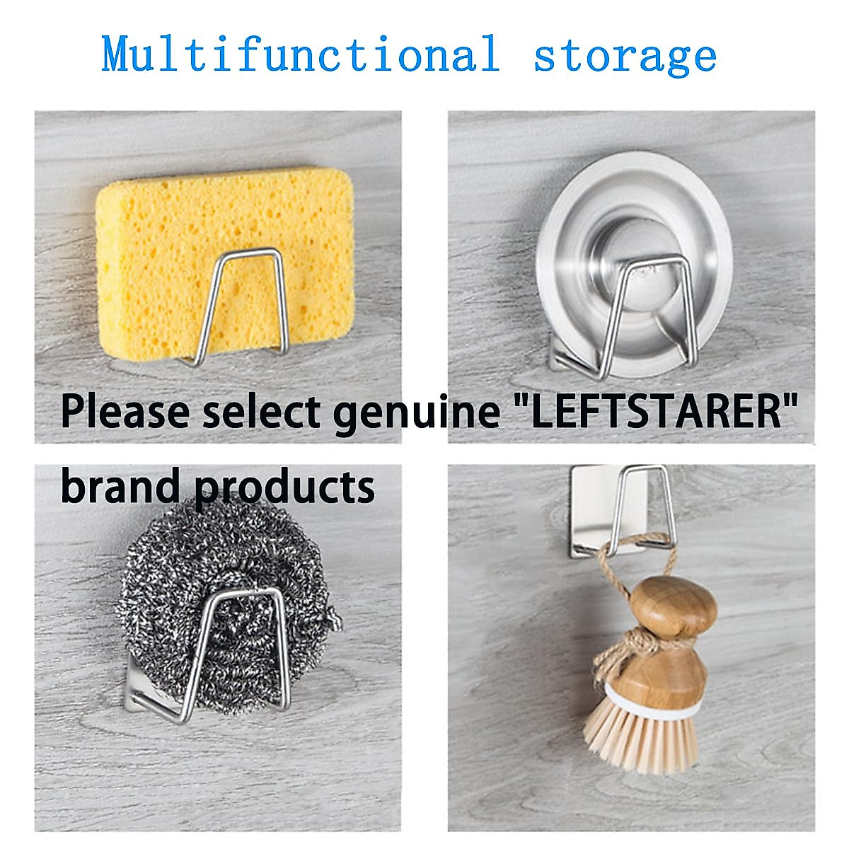 4 Pack Sink Sponge Holder for Kitchen Sink Premium SUS304 Stainless Steel Rustproof Waterproof Quick Drying Small Strong Adhesive Sponge Holder (4)