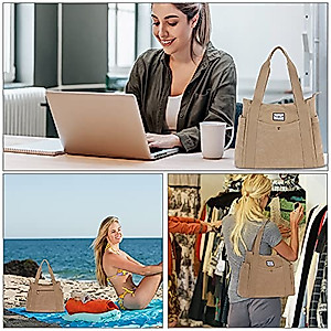 SMITH SURSEE Canvas Tote Bag Women Tote Shoulder Bag Casual Tote Handbag Shopping Bag for Daily Work Business Travel Beach