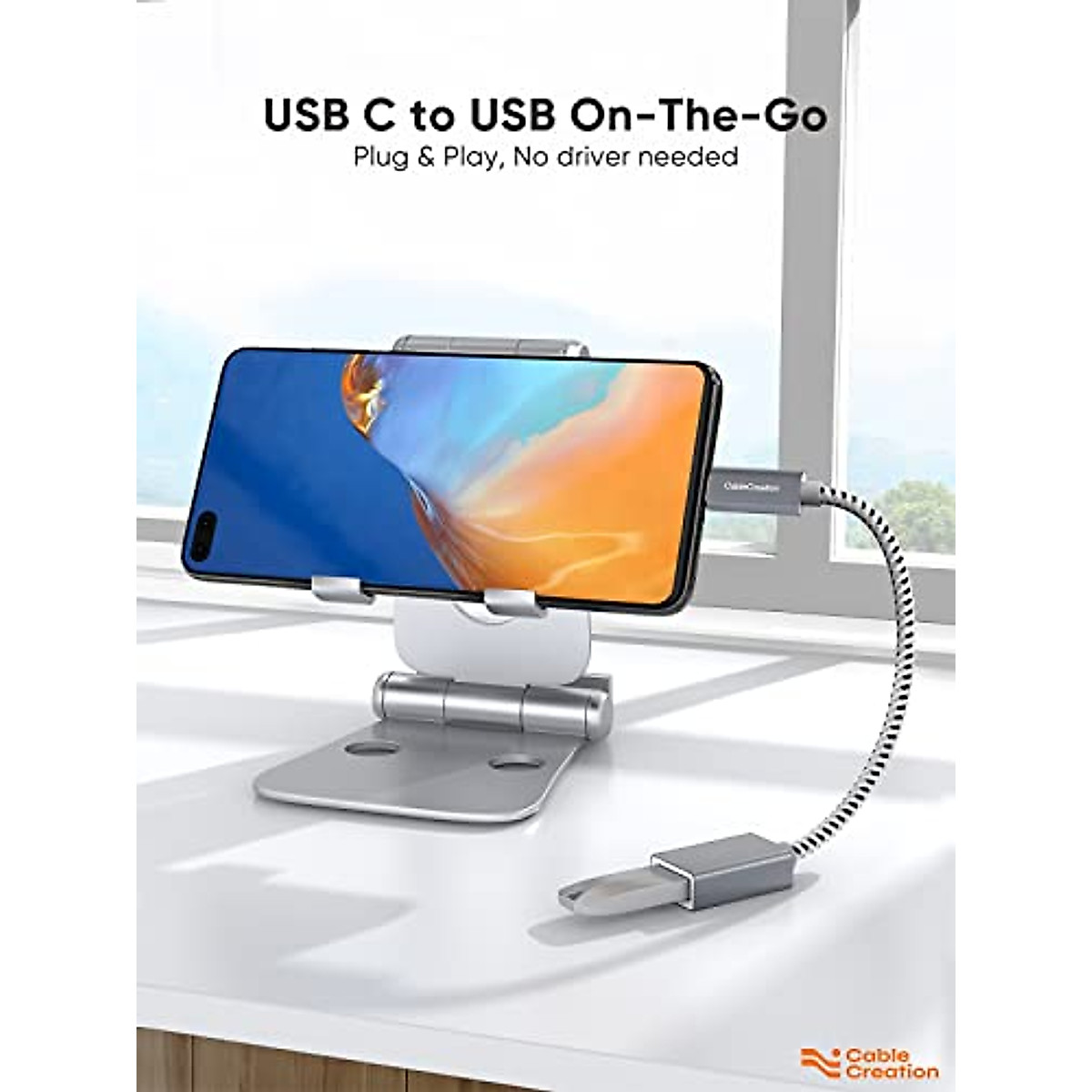 CableCreation USB to USB C Adapter(0.5FT/0.15M), USB C OTG Cable,Type C to USB A Female Connector Compatible with MacBook Pro Air,iPad Mini/Pro,XPS,Galaxy S22