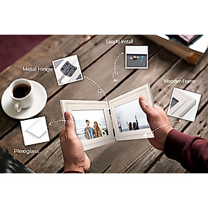 JD Concept Double 5x7 Horizontal Combo, Art 5 x 7 White Wood Picture Frame - Opening 4.5x6.5 Foldable Photo Frame, for 5 by 7 Landscape View