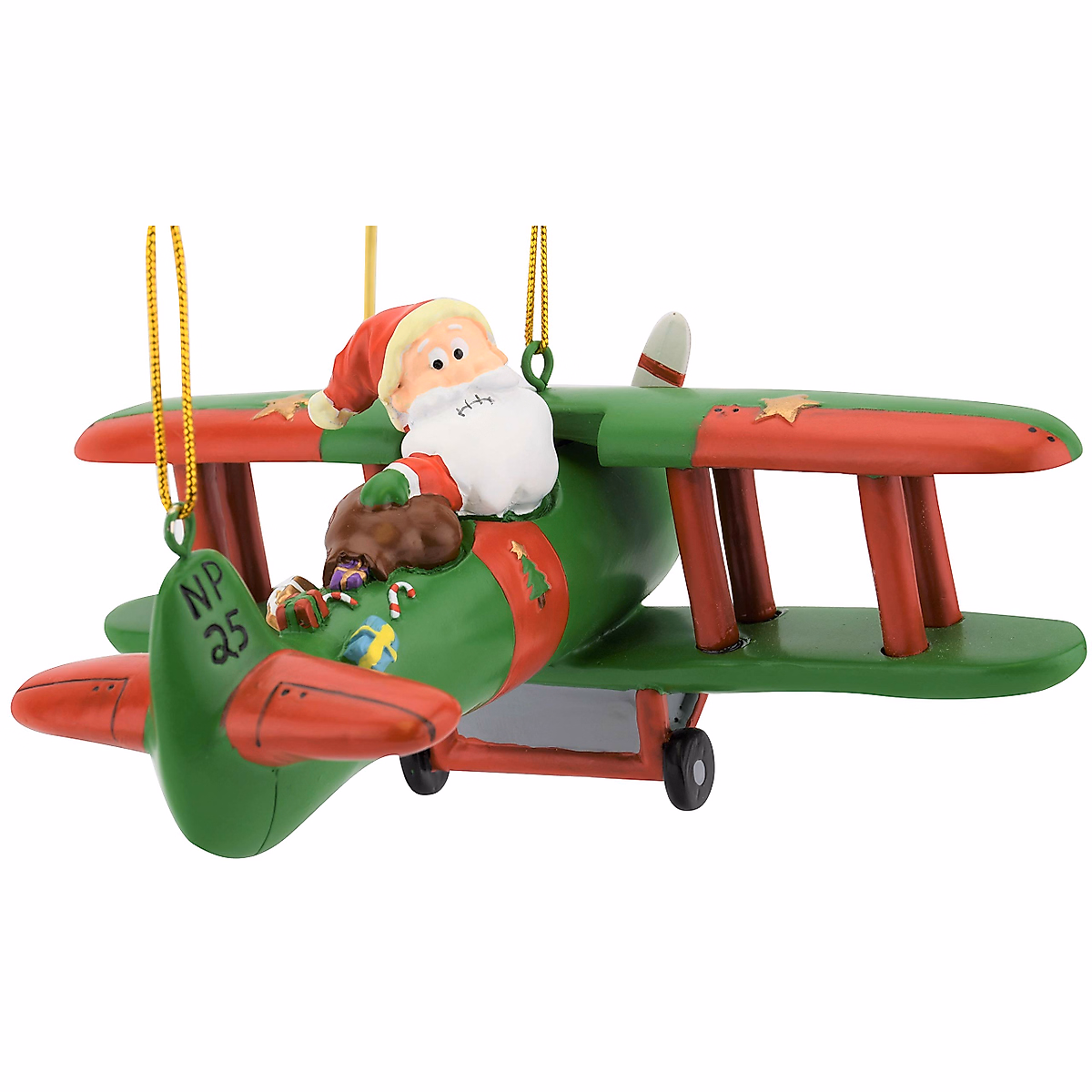 Tree Buddees Large Funny Aviator Santa Flying Plane Losing Presents Christmas Ornaments